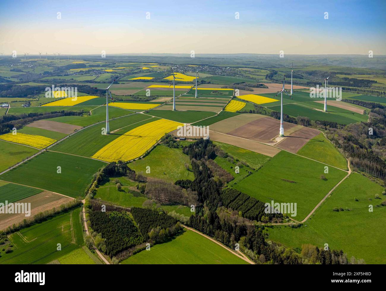 Tiled meadows and fields and burgerwindpark schleiden hi-res stock ...