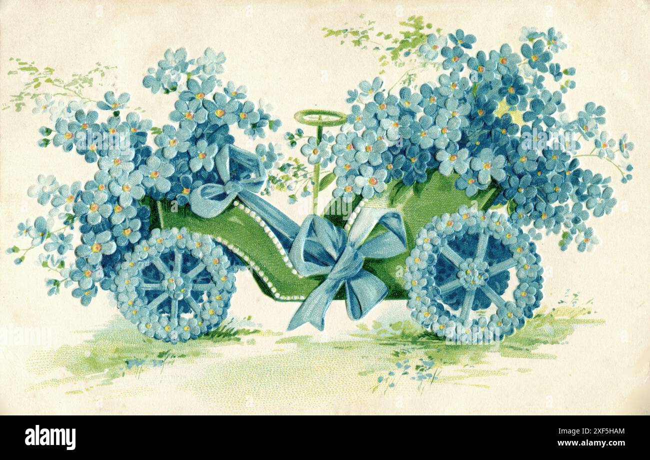 Circa. 1910 – An antique postcard decorated with an embossed image of a ...