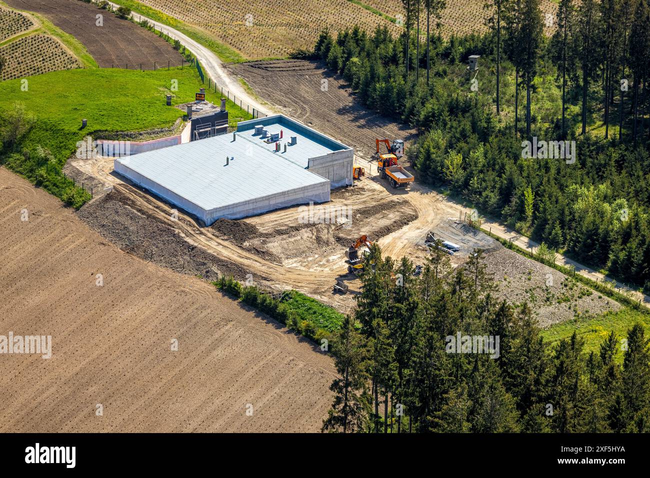 Aerial view, foundation for elevated tank, between Schmallenberg ...