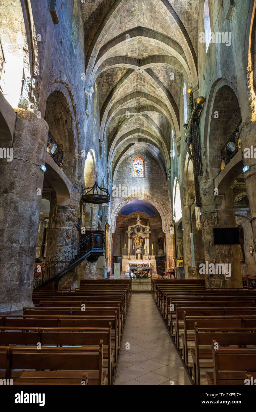 Interior of Grasse Cathedral in old town of Grasse on the French ...