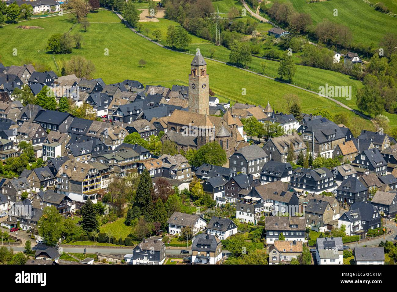 Catholic church st alexander and historic houses hi-res stock ...