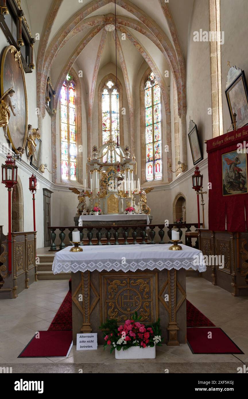 Pürgg, Styria, Austria. Catholic parish church of St. George is a Roman ...