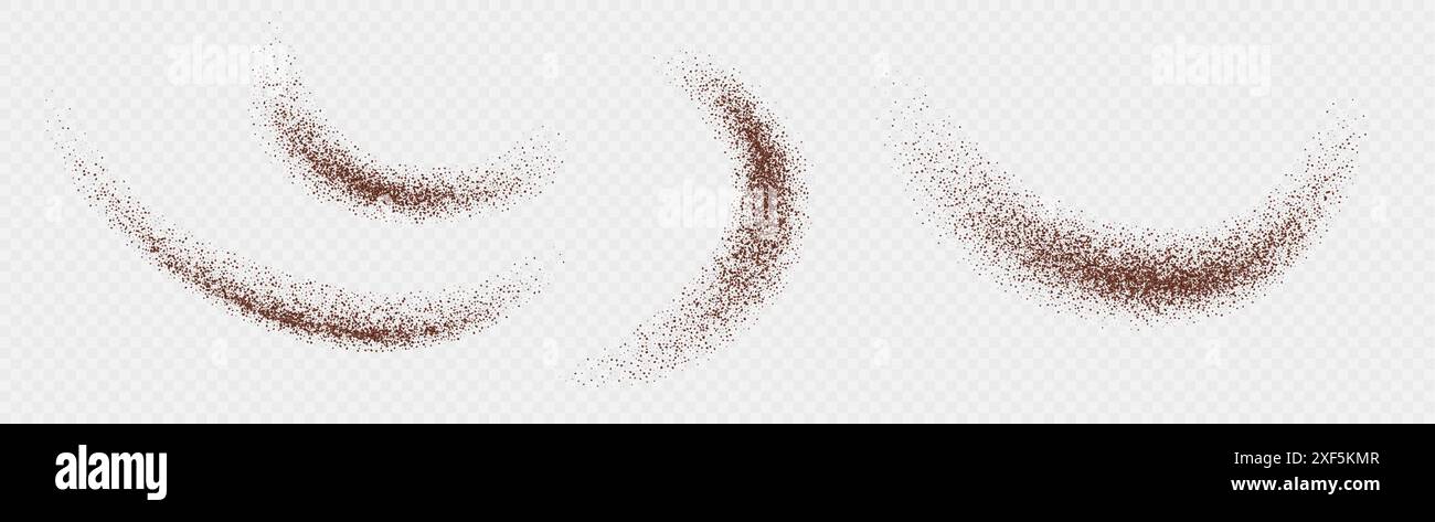 Flying coffee or chocolate powder, dust particles in motion, ground ...