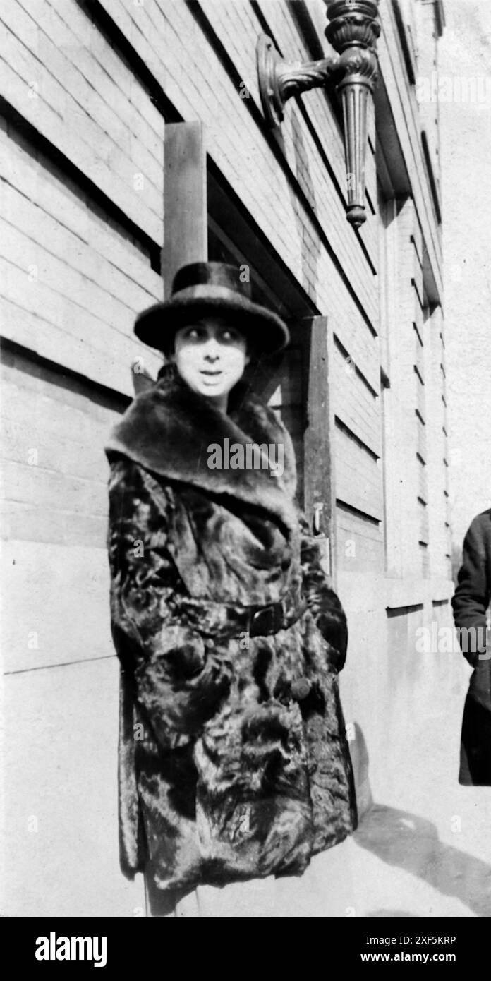 Fashion: Portrait of a lady wearing a fur coat and a hat, Chicago 1920 ...