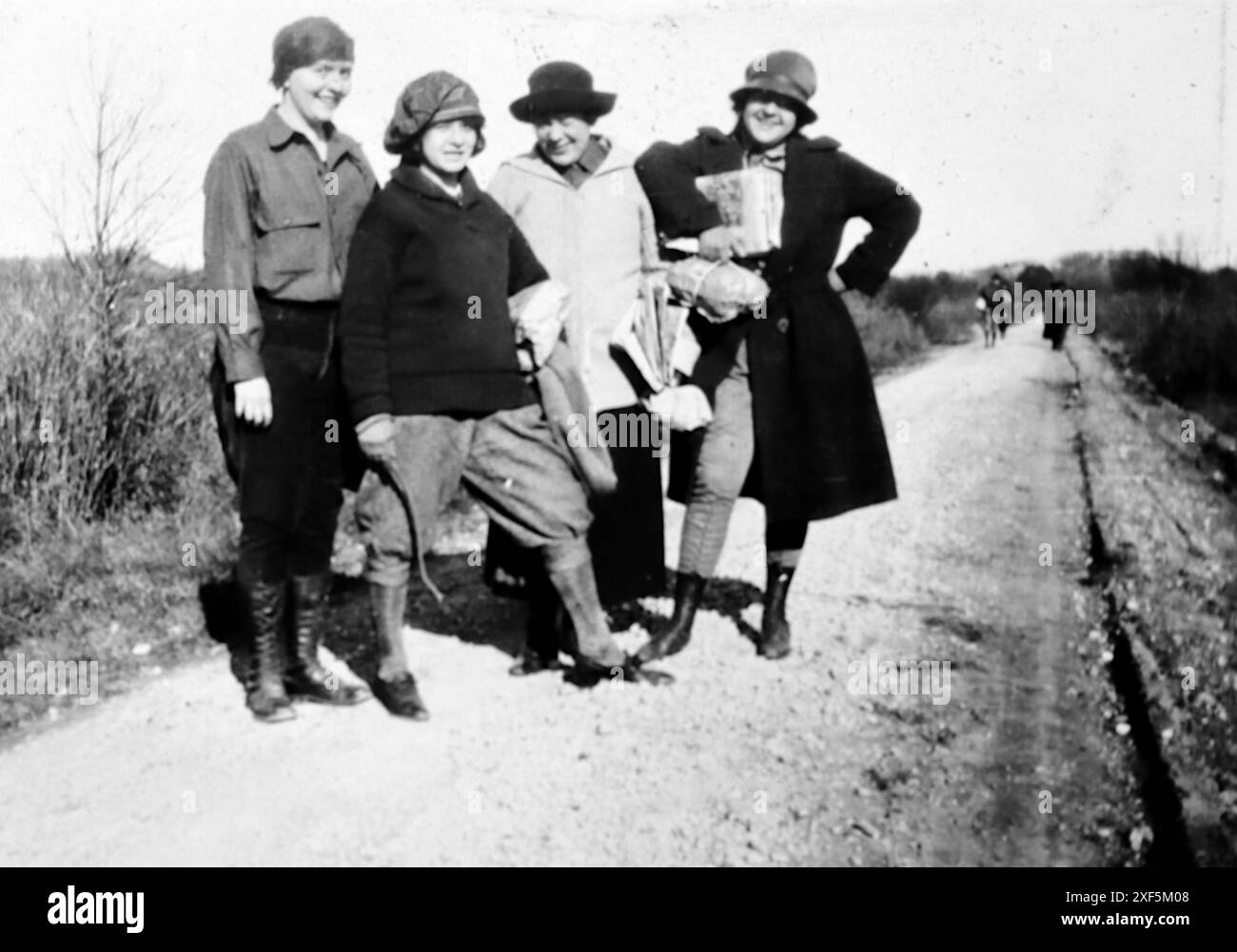 Fashion: A group of university students on a dry narrow road, Lake ...