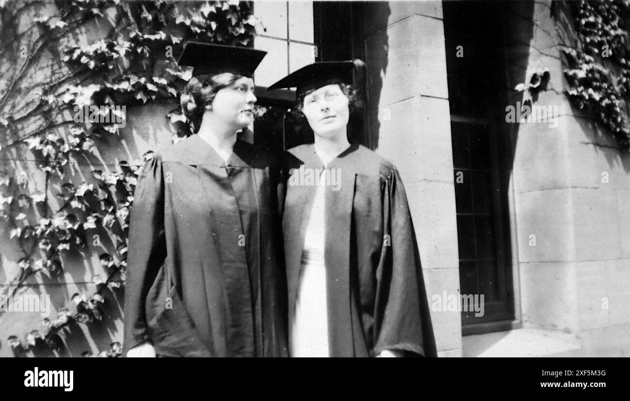 Fashion: Two lady university graduates. Chicago, USA. 1920. From a ...