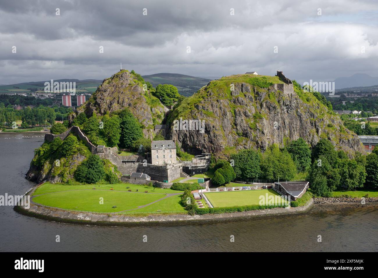 Drone aerial looking down dumbarton castle hi-res stock photography and ...