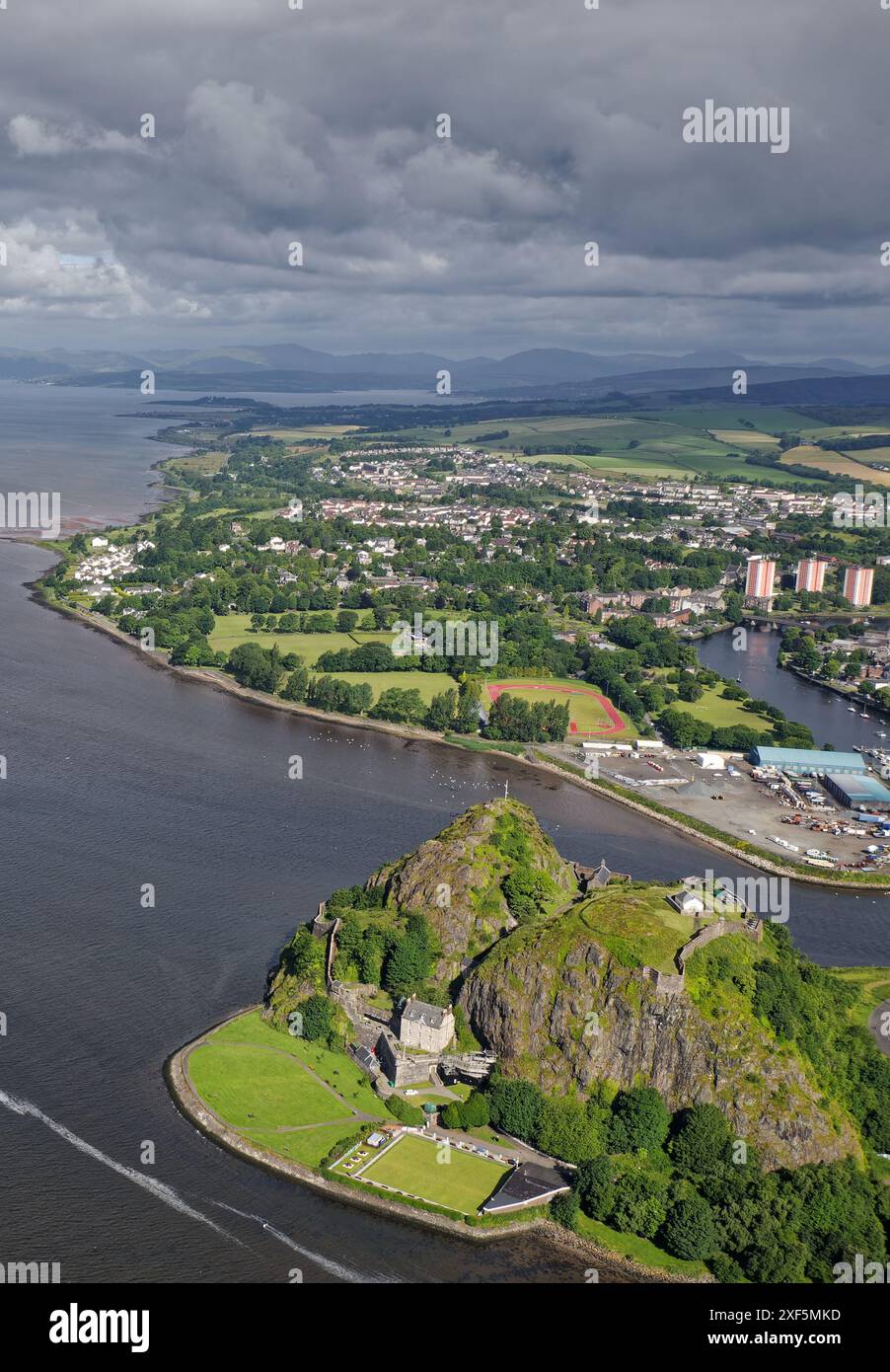 Drone aerial looking down dumbarton castle hi-res stock photography and ...