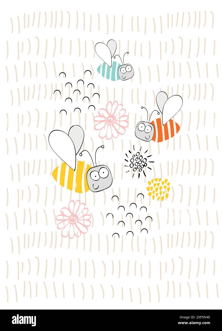 Vector cute poster with cartoon bee Stock Vector Image & Art - Alamy