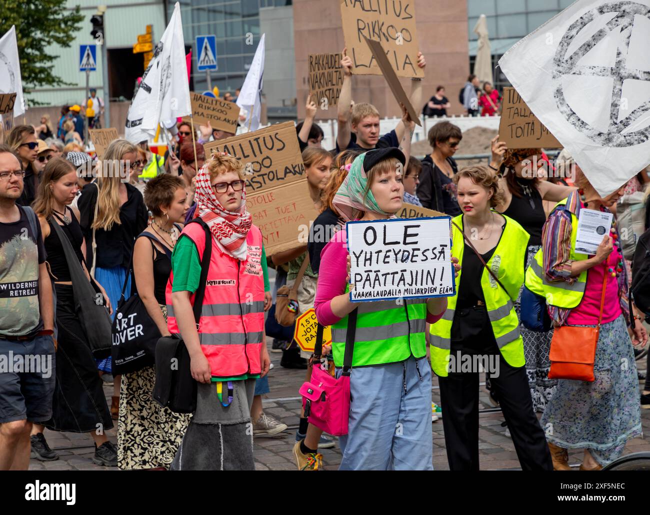 ‘Storm warning’ protest held by Extinction Rebellion Finland marching ...