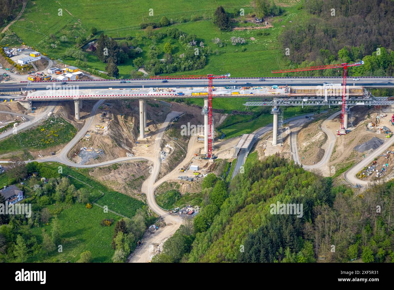 Aerial view, construction work construction site and new construction ...