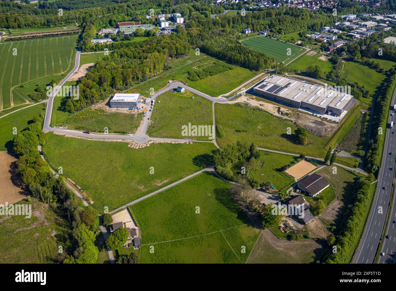 Aerial view, construction site, industrial park Schwelmer Straße on the ...