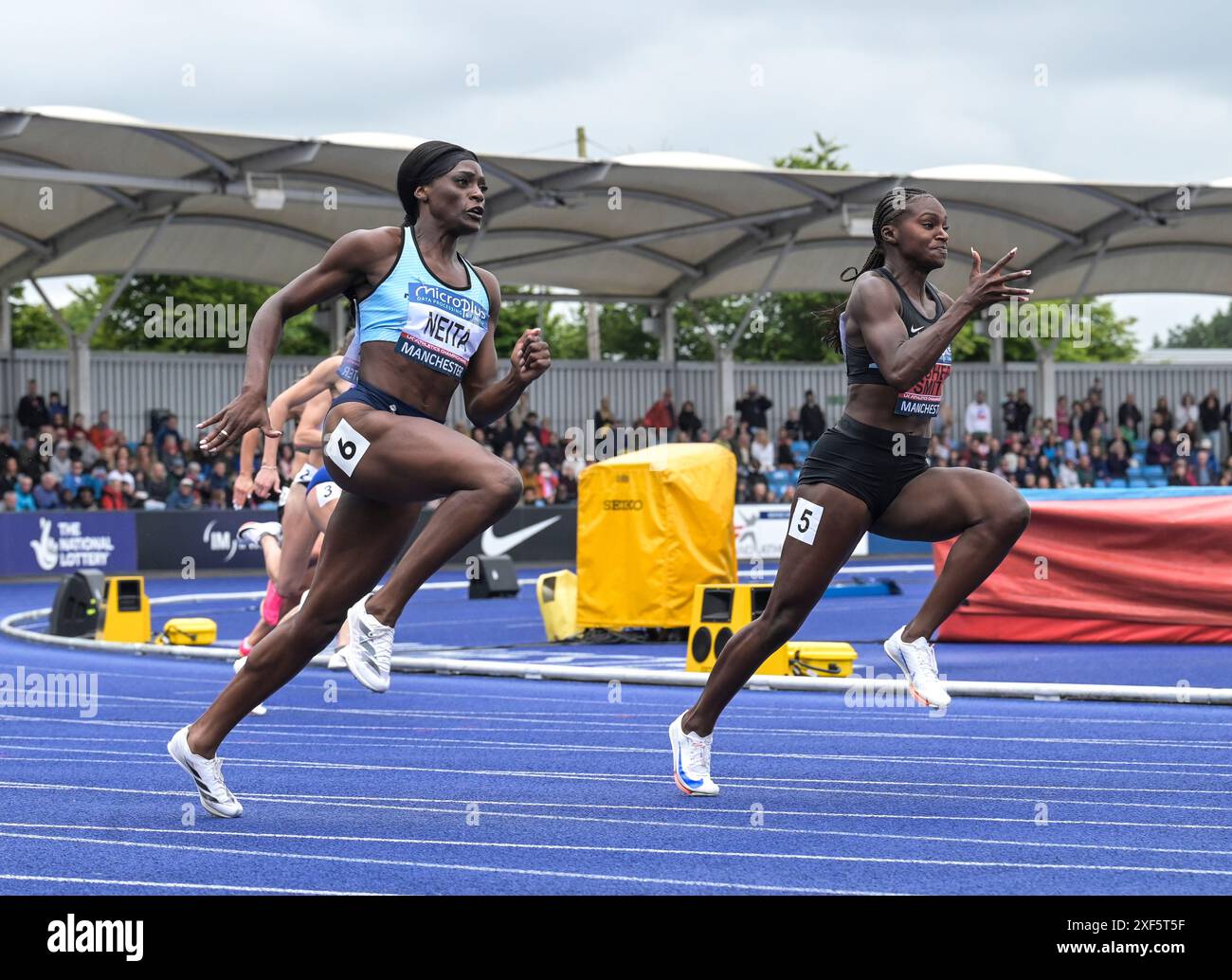 Daryll Neita and Dina Asher-Smith competing in the women's 200m finals ...
