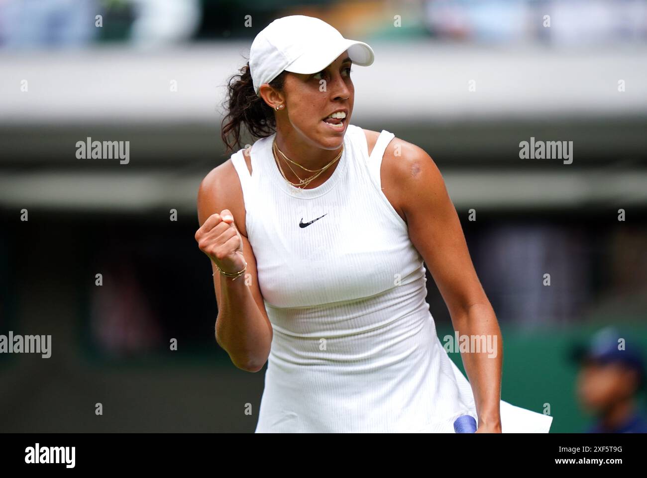 Madison Keys celebrates following her match against Martina Trevisan ...