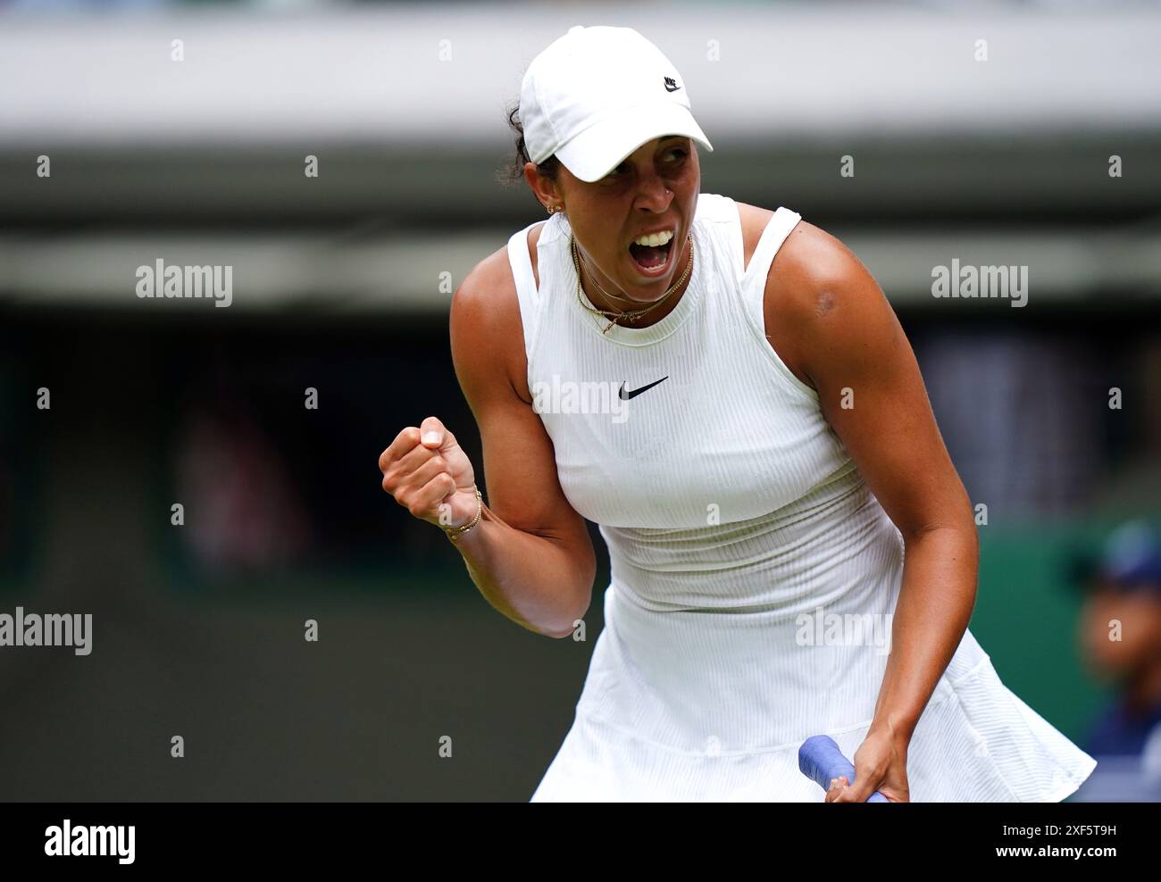 Madison Keys celebrates following her match against Martina Trevisan ...
