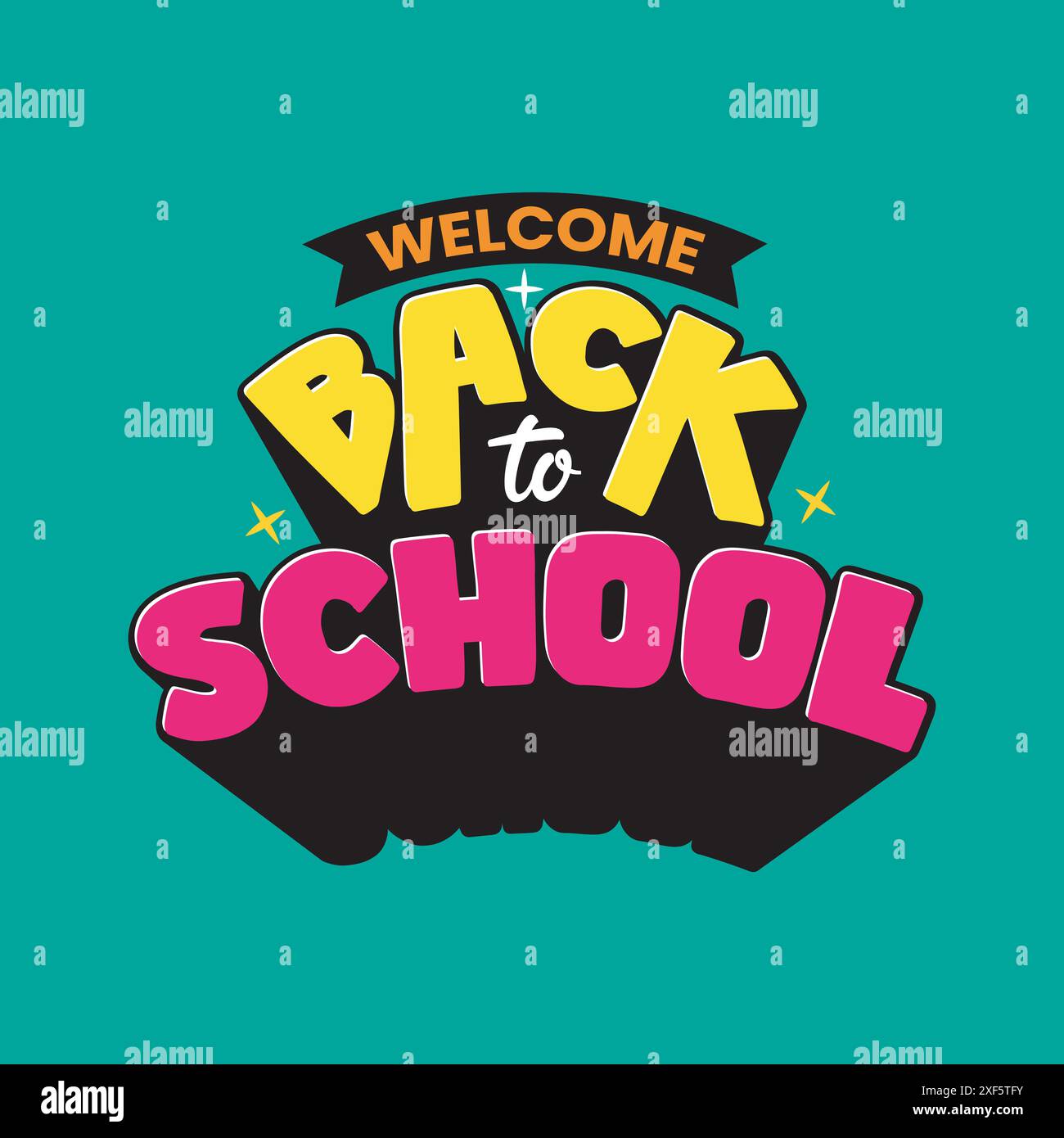 Back to school banner design with colorful bold typography on green ...