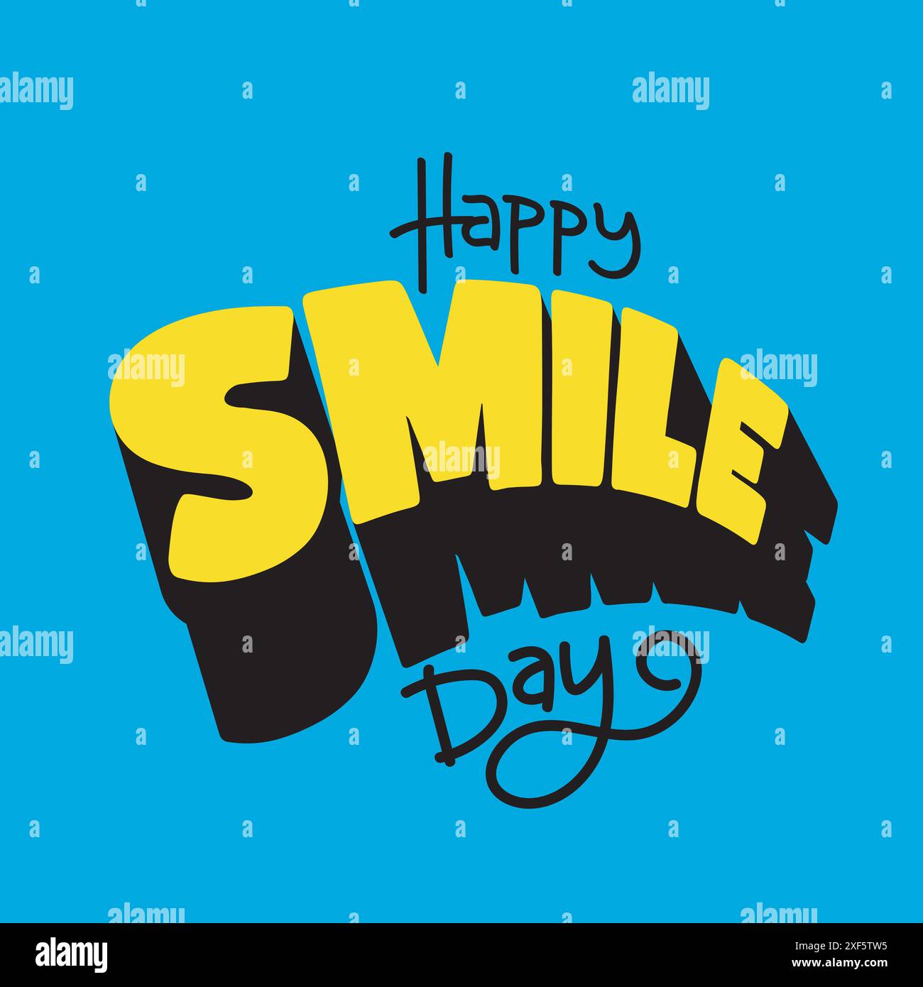 Happy Smile day typography greeting card. bold fun lettering vector ...