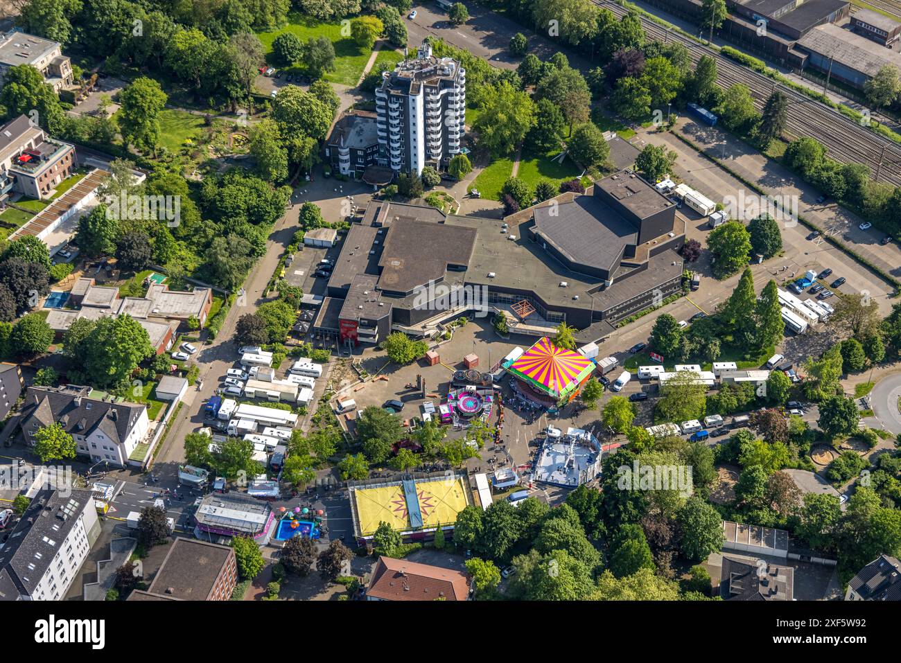 Aerial view, Ascension Fair on Berger Straße at Saalbau Witten ...