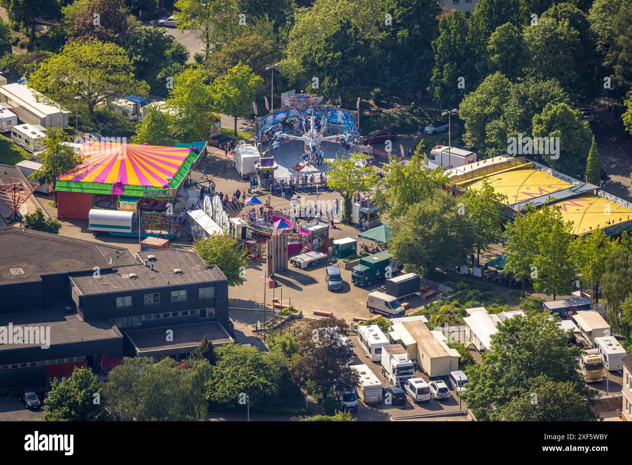 Aerial view, Ascension Fair on Berger Straße at Saalbau Witten ...