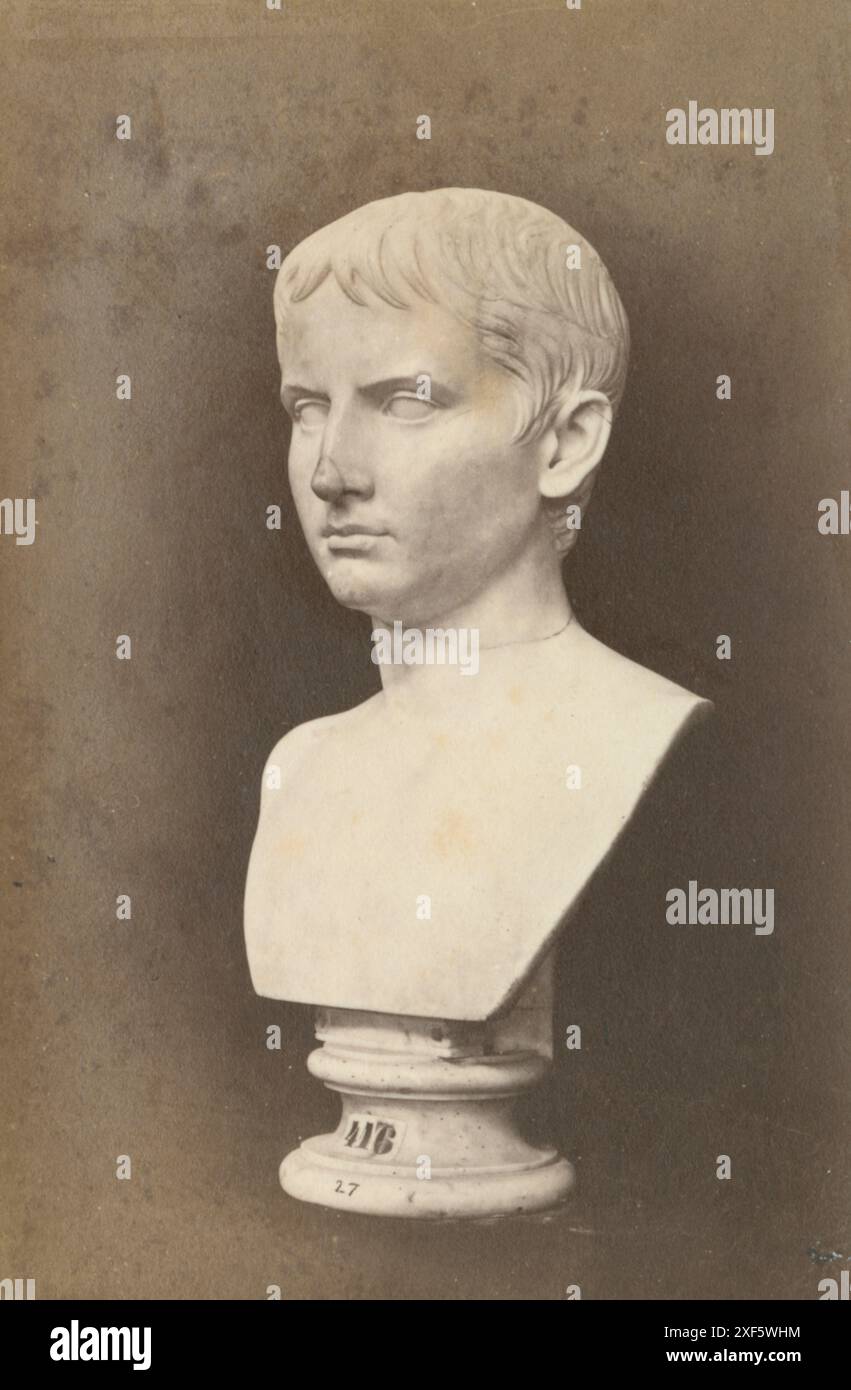 Antique circa 1867 carte de visite photograph, sculpture bust of Gaius ...