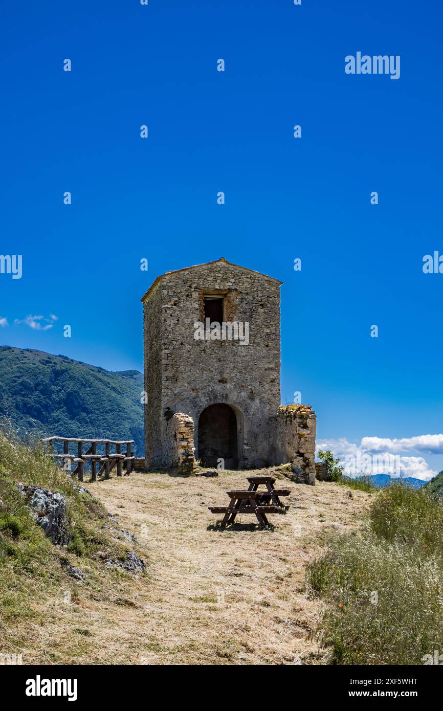The small hermitage of San Salvatore, on Mount Antuni, Lake Turano, in ...