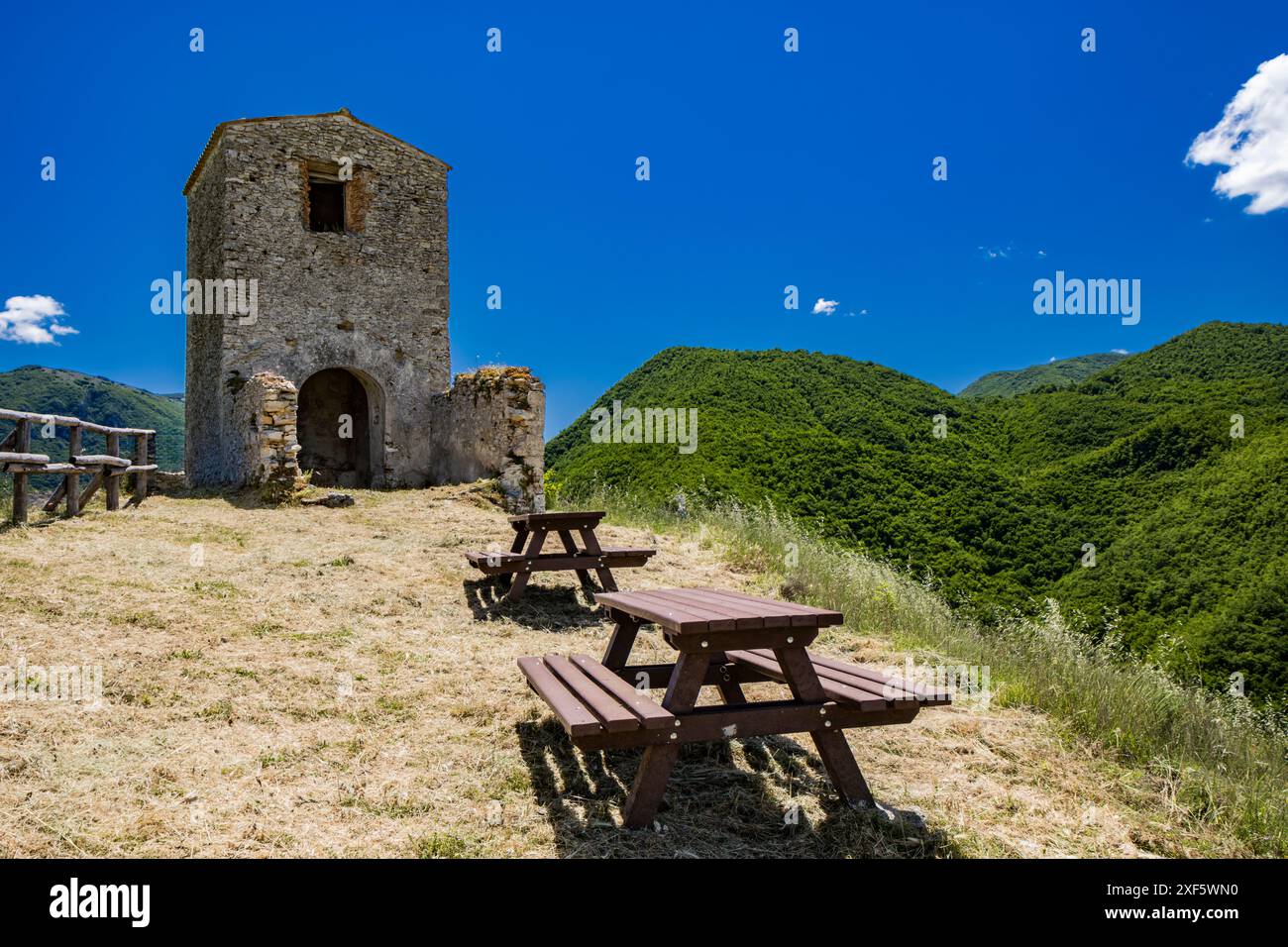 The small hermitage of San Salvatore, on Mount Antuni, Lake Turano, in ...
