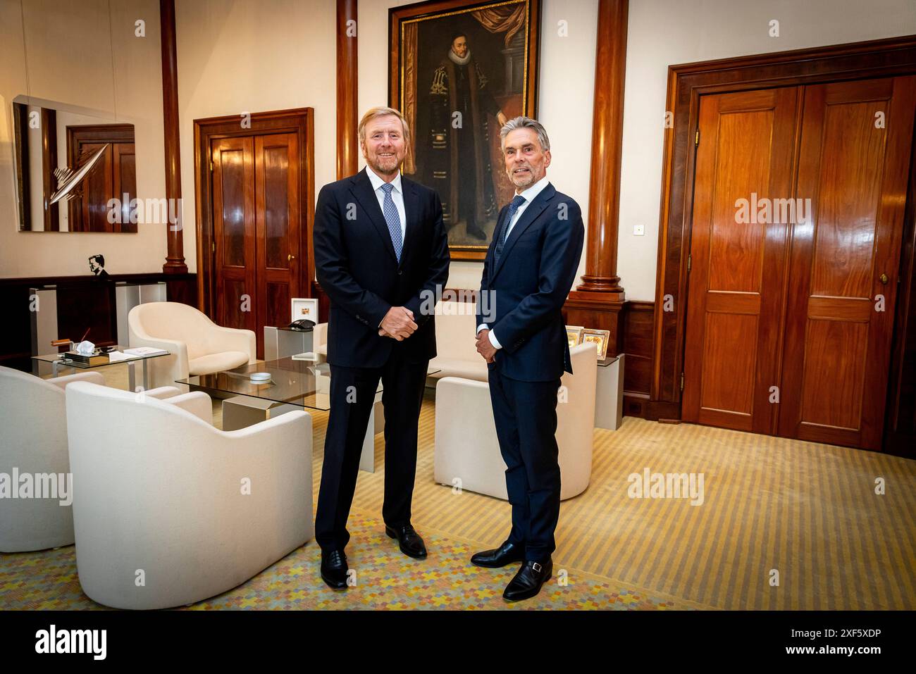 Dutch King Willem-Alexander meets with incoming Dick Schoof, right, in ...