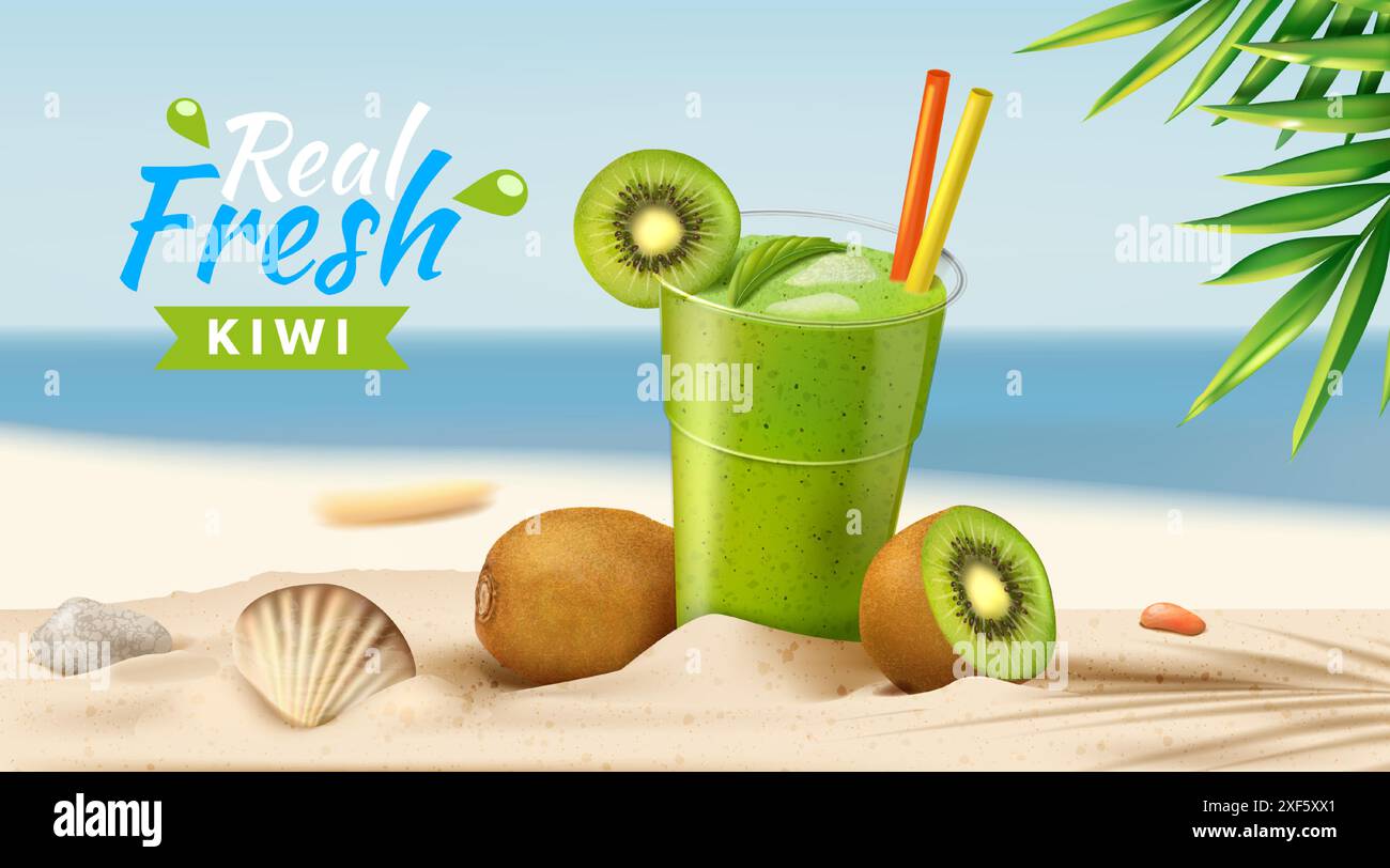 Green refreshing drink pieces ice Stock Vector Images - Alamy