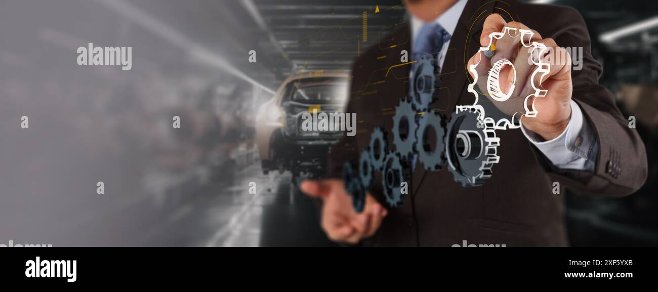 A professional in a suit interacts with a digital interface, showcasing ...
