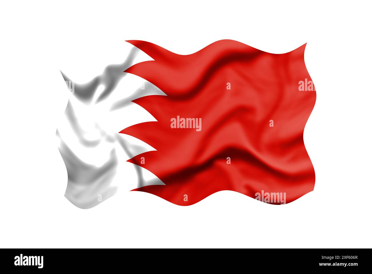 Waving the flag of Bahrain on a white background. 3d rendering ...