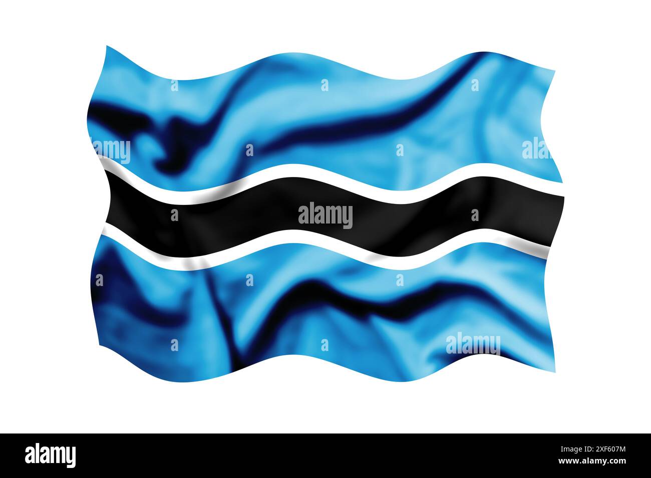 Waving the flag of Botswana on a white background. 3d rendering ...