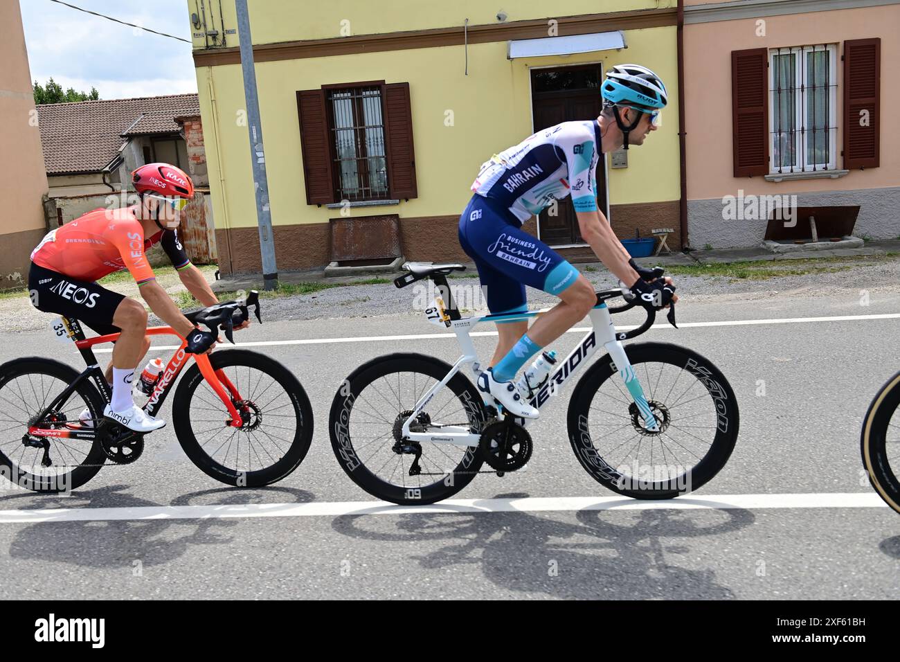 Tour de France 2024 Stage 3 Piacenza to Turin. Wout poels for tea, Bahrain Victorious during the ...