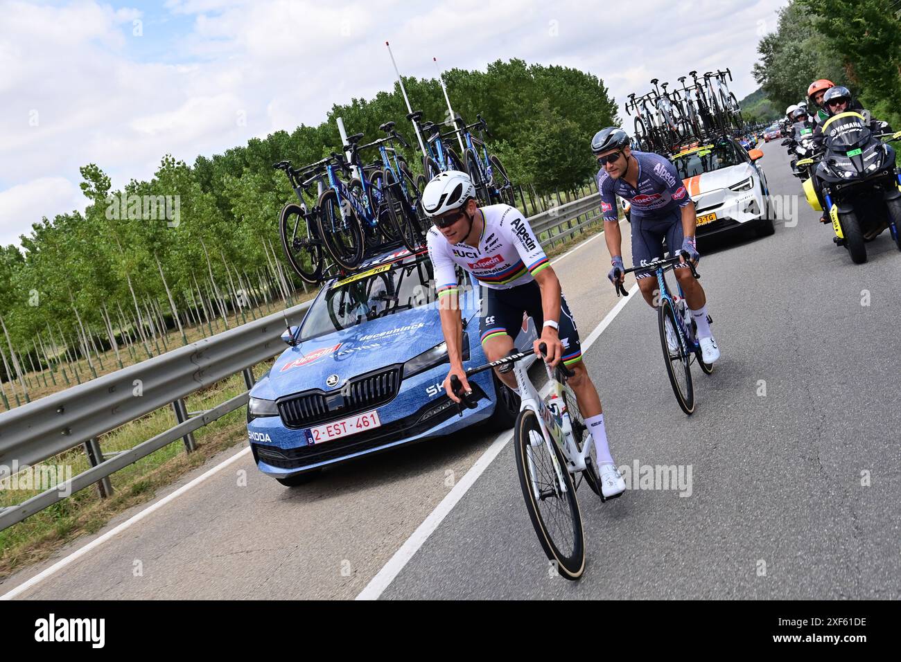 Tour de France 2024 Stage 3 Piacenza to Turin. Mathieu Van Der Poel for team Alpecin Deceuninck ...