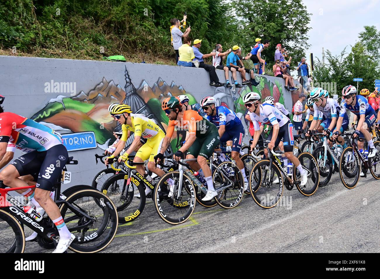 Tour de France 2024 Stage 3 Piacenza to Turin. Tadej Pogacar for team ...