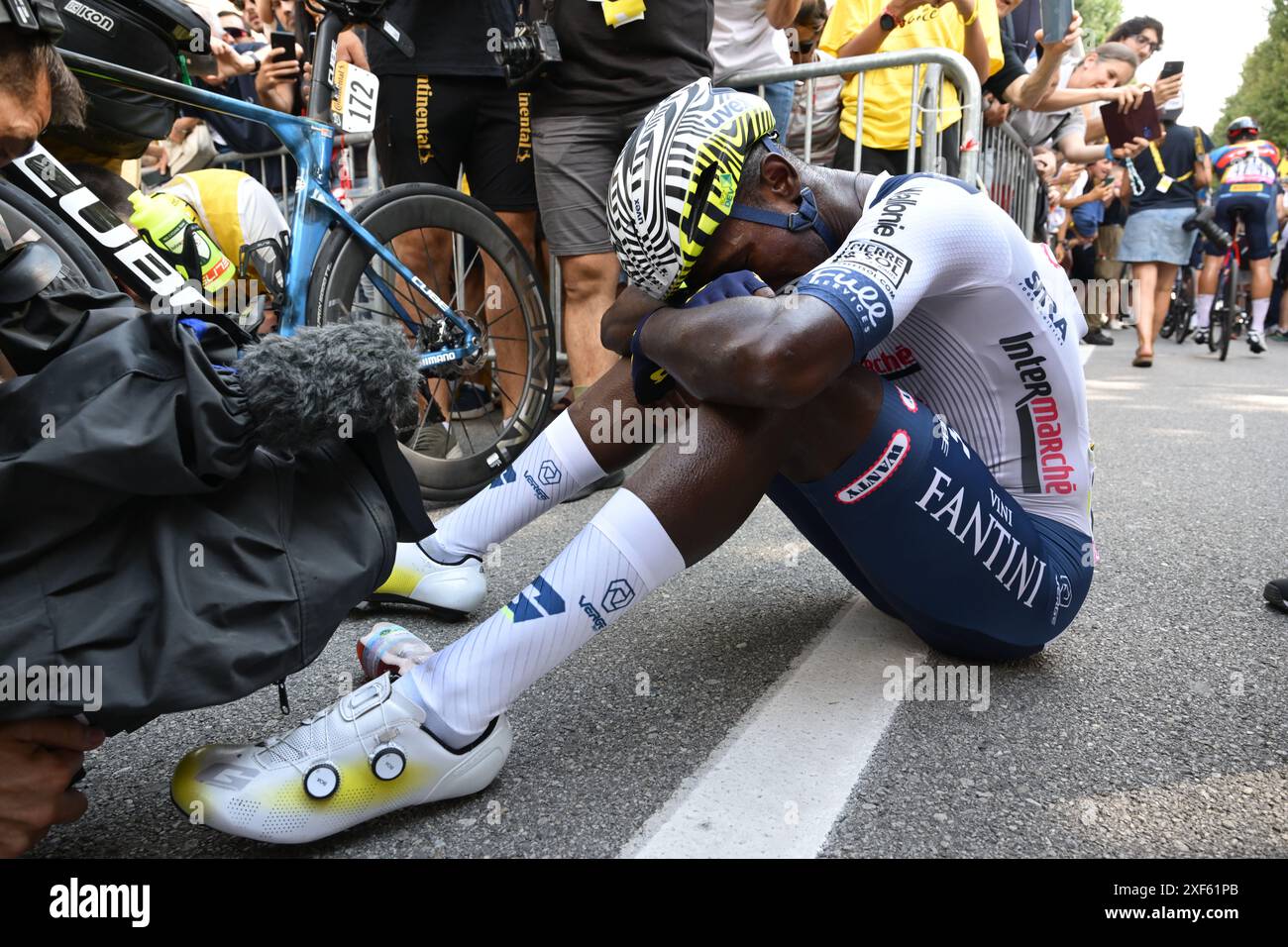 Tour de France 2024 Stage 3 Piacenza to Turin. Biniam Girmay (Intermarché - Wanty) wins the ...