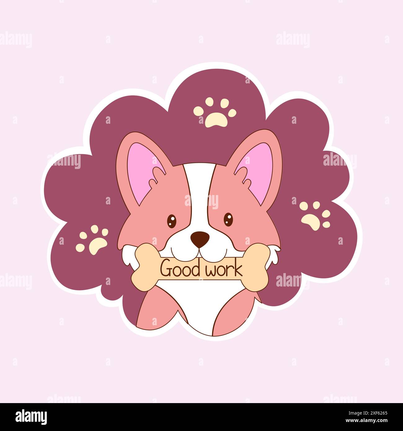 Cartoon good work sticker, good work, corgi Stock Vector Image & Art ...