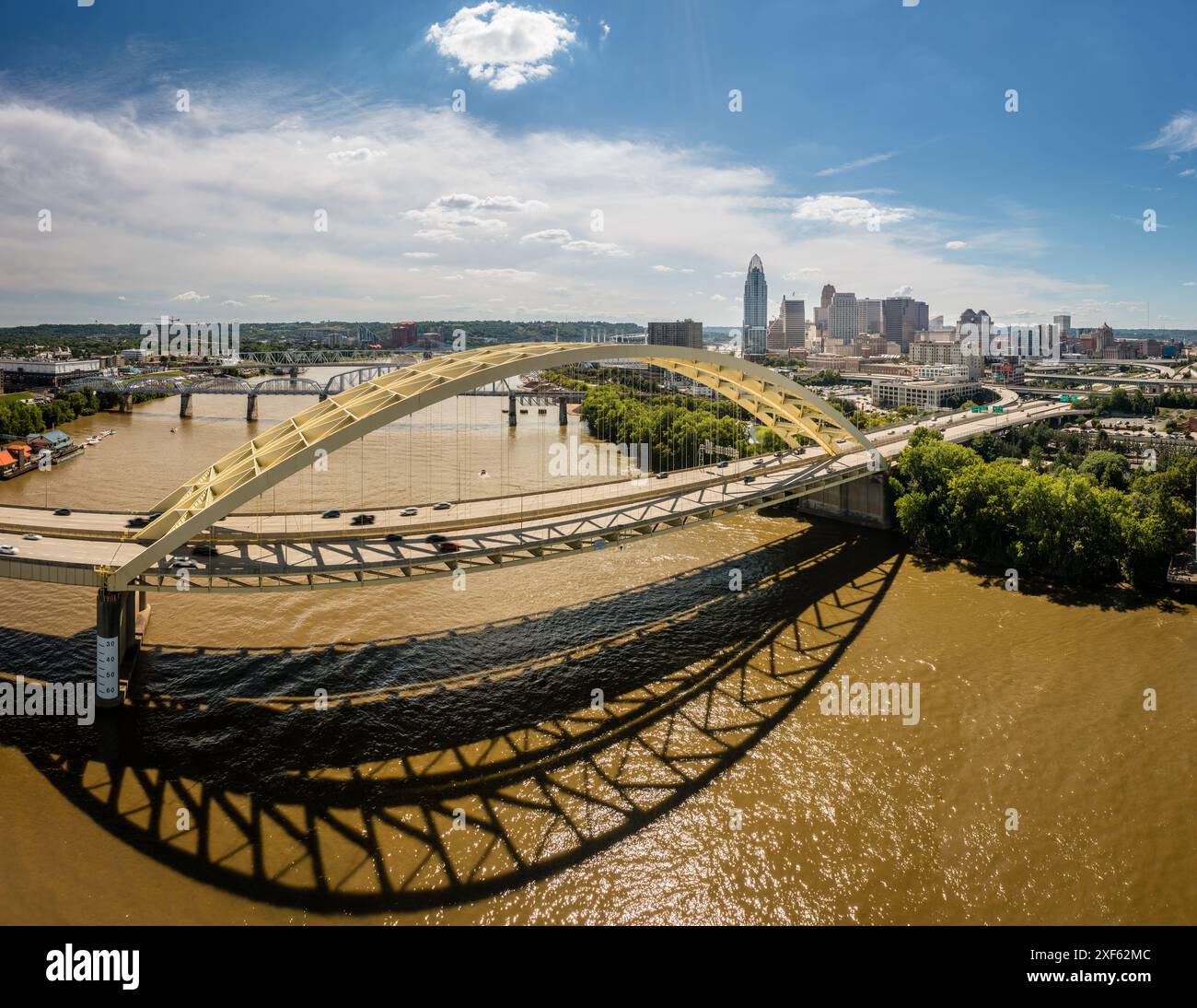 Panoramic aerial veiw of Daniel Carter Beard Bridge (a.k.a. Big Mac ...