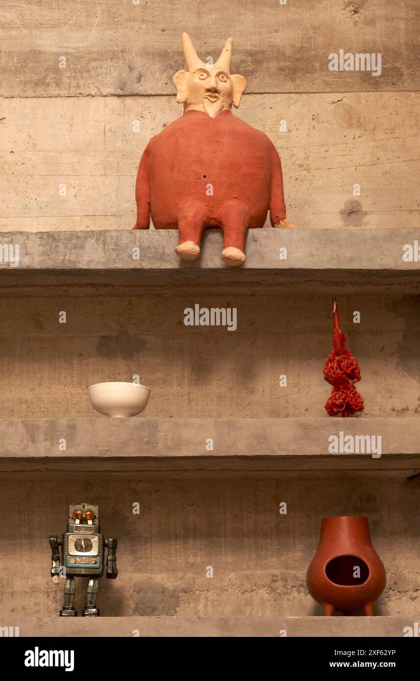 Concrete shelf with playful objects. Casa Alférez, n/a, Mexico ...