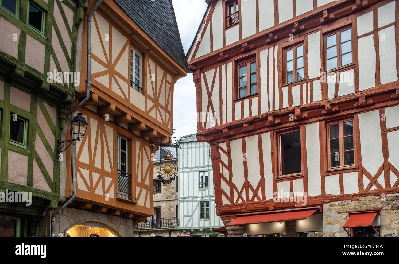 A view of traditional timber framed buildings with intricate details in ...