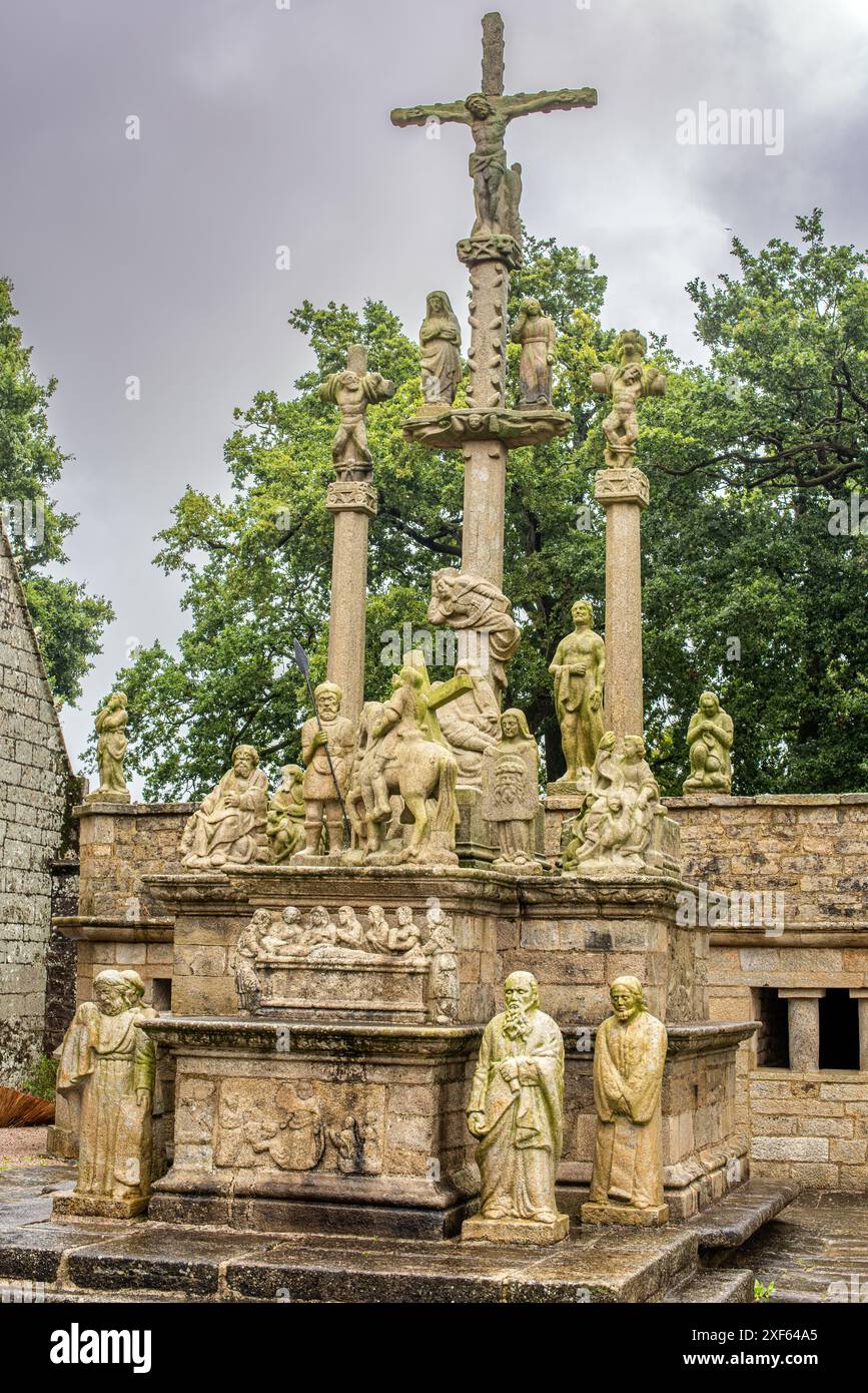 Historical 16th century calvary monument located in Guehenno, Brittany ...