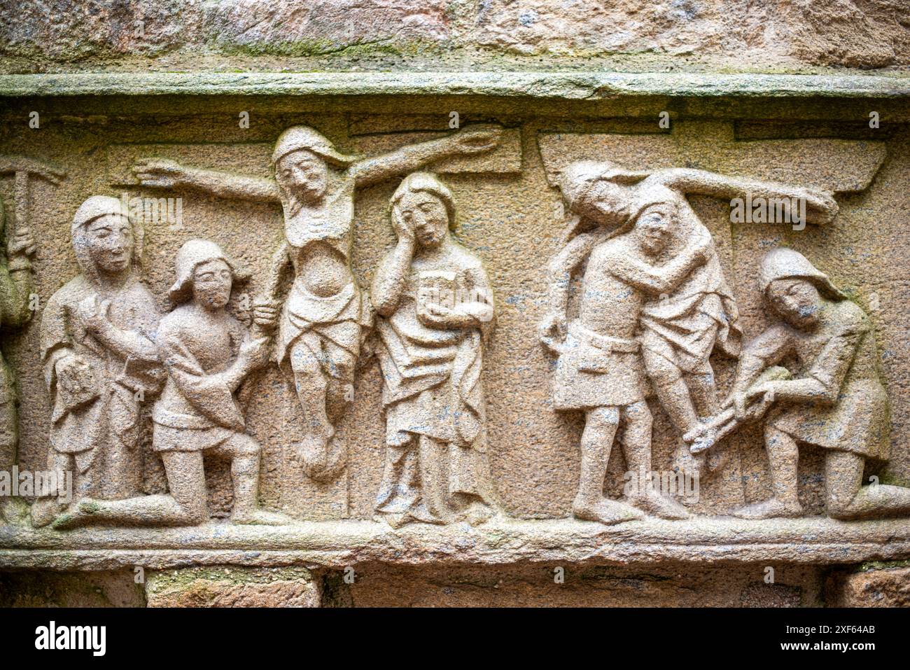 Historical 16th century calvary relief depicting biblical scenes ...