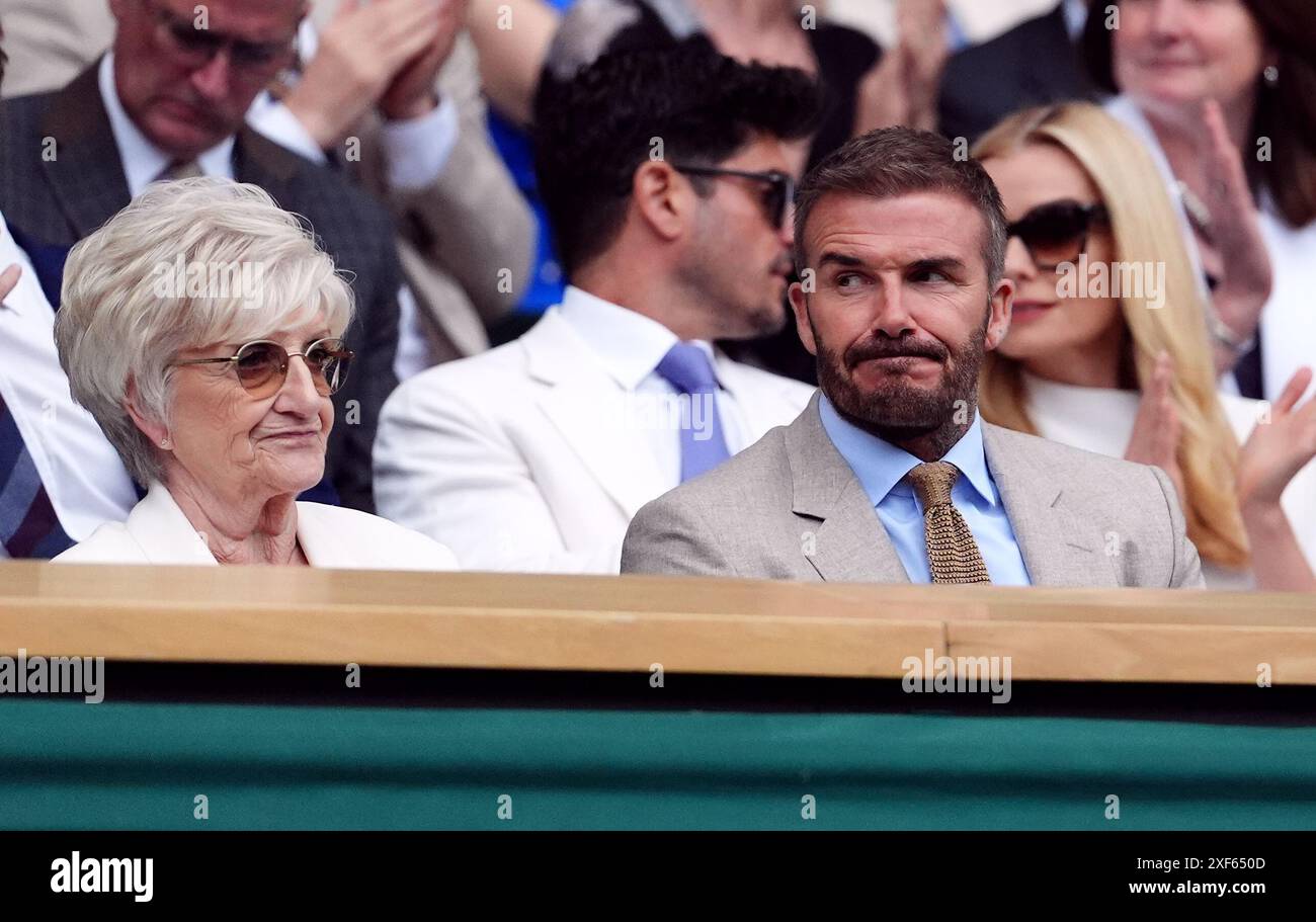 David Beckham and Sandra Beckham in the royal box of centre court on ...