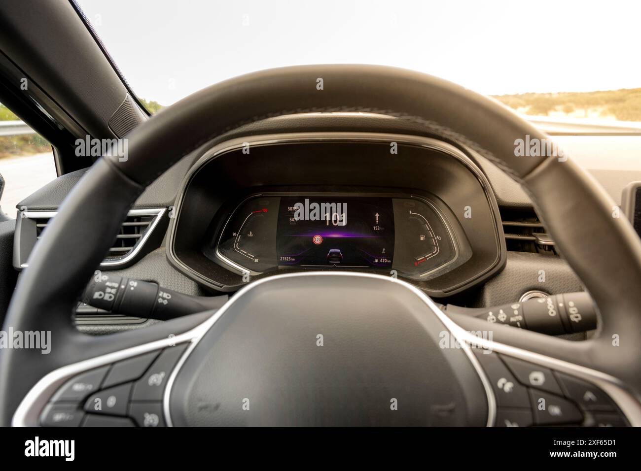 Driver view to the speedometer at 101 kmh. POV to Car Dashboard Stock ...