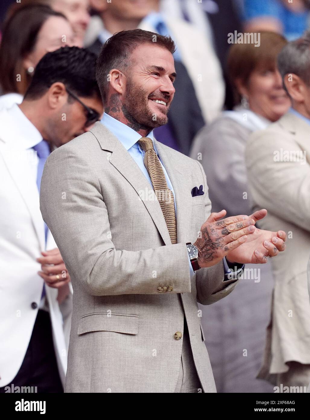 David Beckham in the royal box of centre court on day one of the 2024 ...