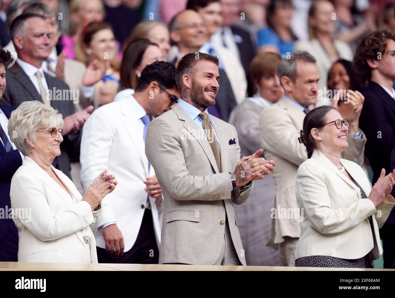 David Beckham and Sandra Beckham in the royal box of centre court on ...