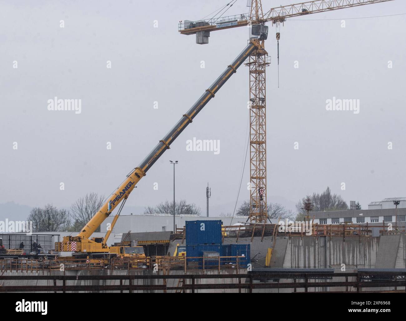 crane vehicle truck in the construction work and road work crane ...