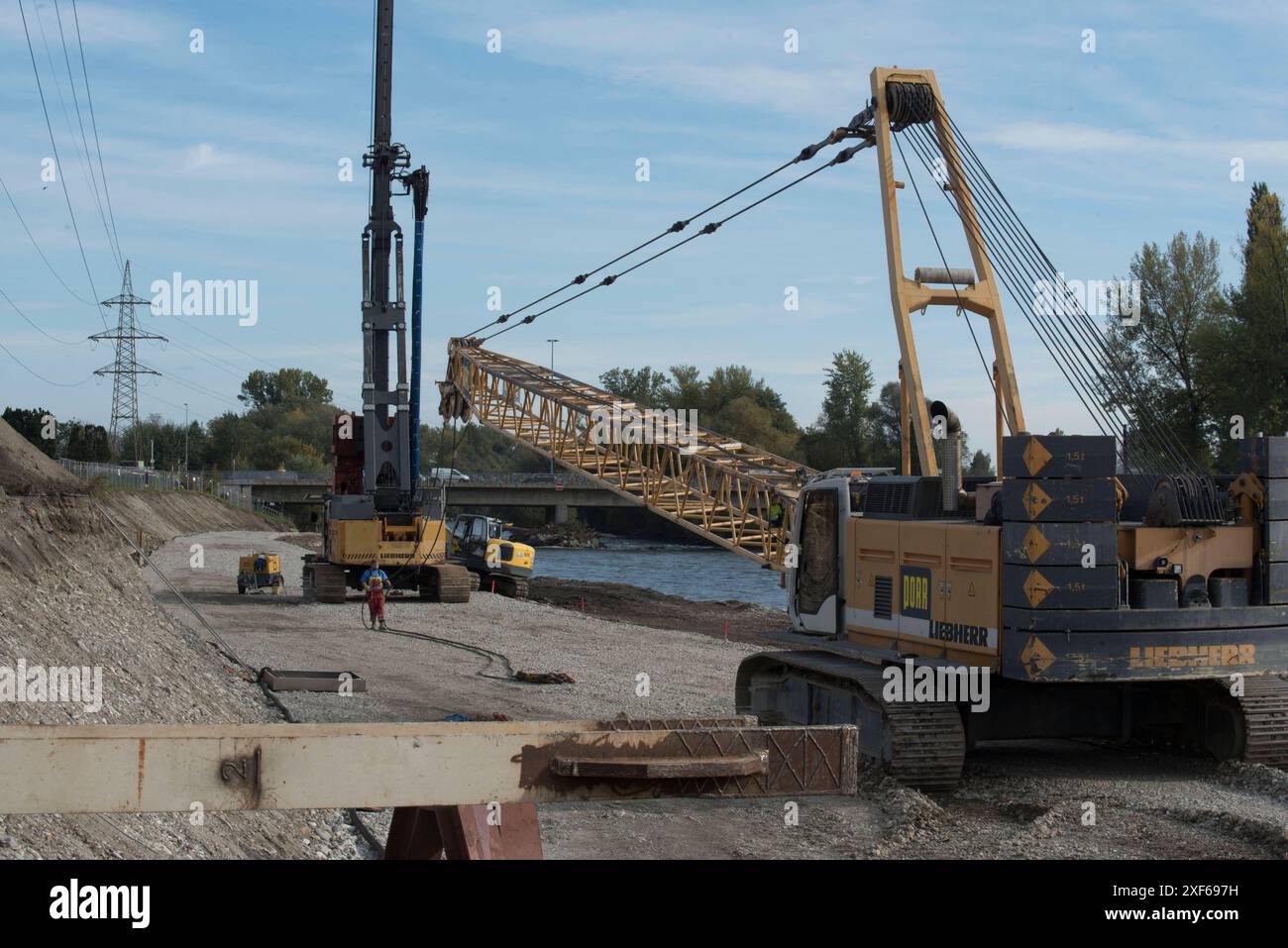 crane vehicle truck in the construction work and road work crane ...
