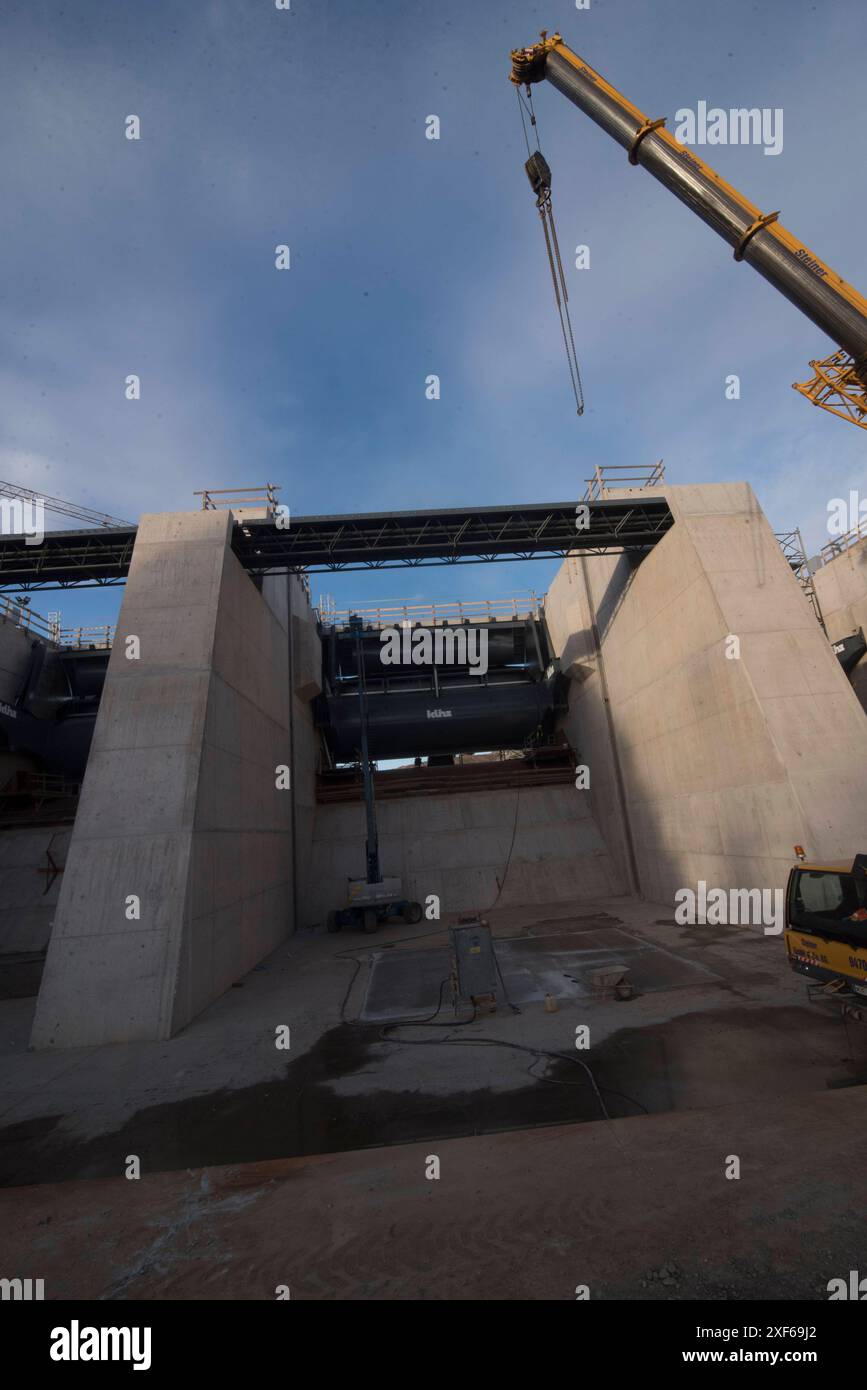 crane vehicle truck in the construction work and road work crane ...