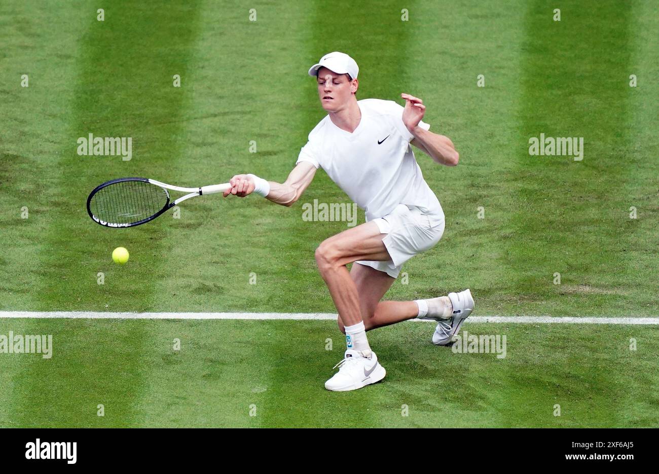 Jannik Sinner in action during his match against Yannick Hanfmann on ...