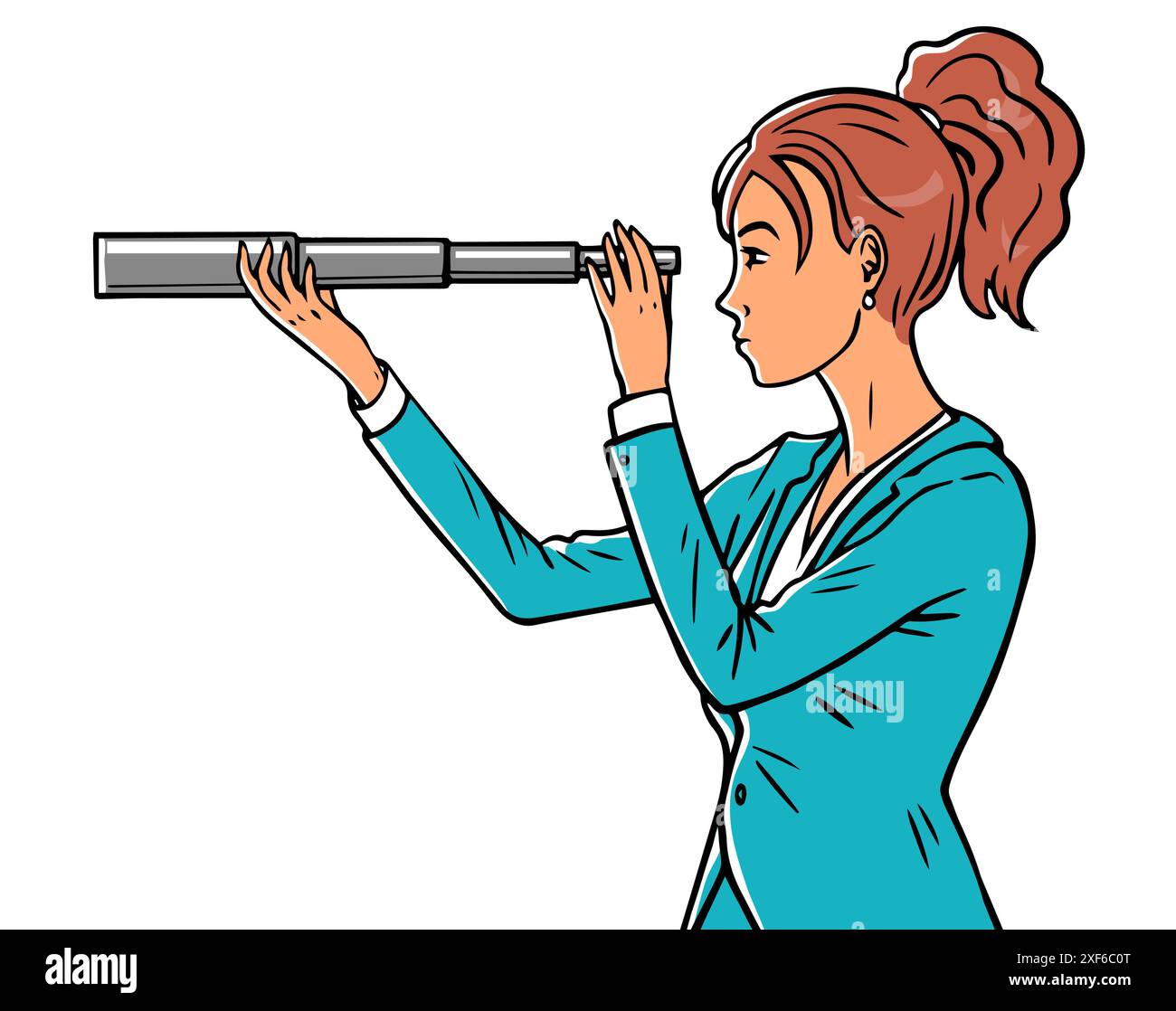 Business lady looks through a telescope Stock Vector Image & Art - Alamy